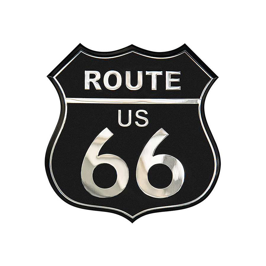Aluminium Embleem/Logo - ROUTE 66 - Black - 8x8cm | Winparts.nl - Stickers