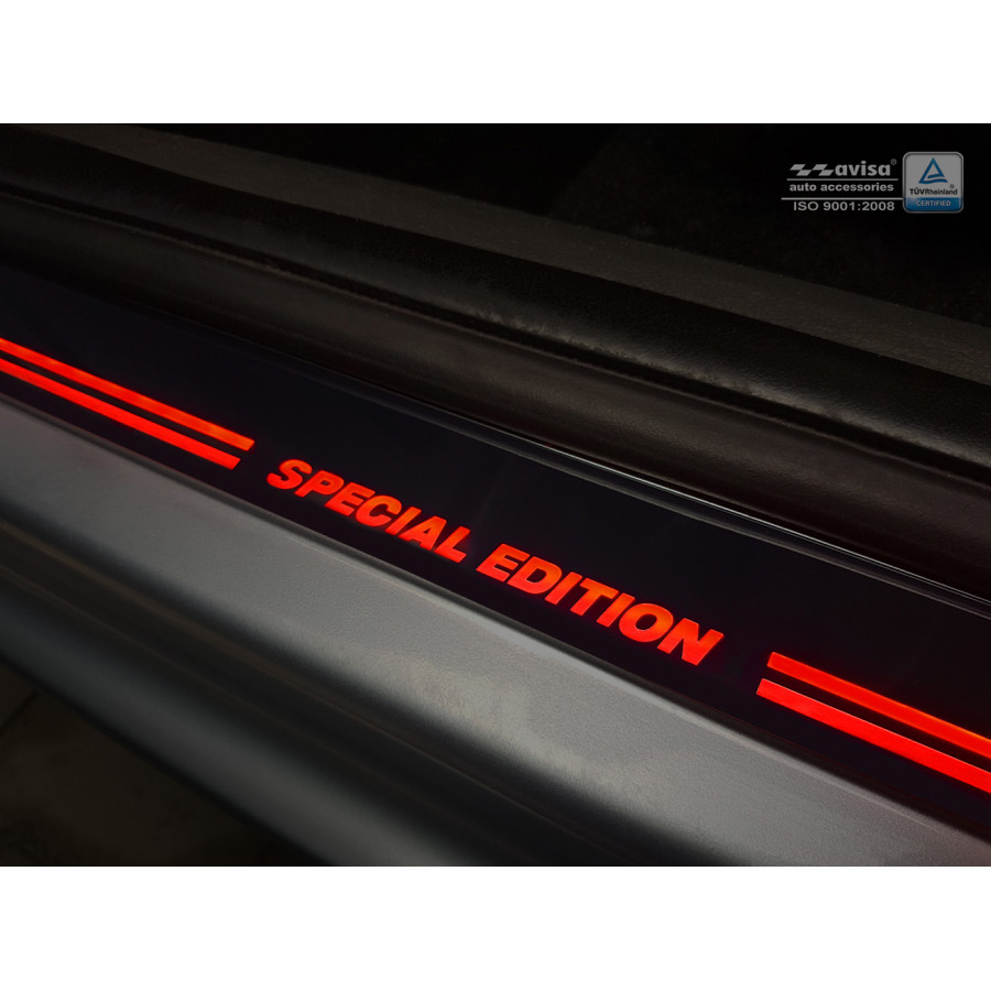 Seuils de porte universels en inox avec éclairage LED rouge 'Special ...