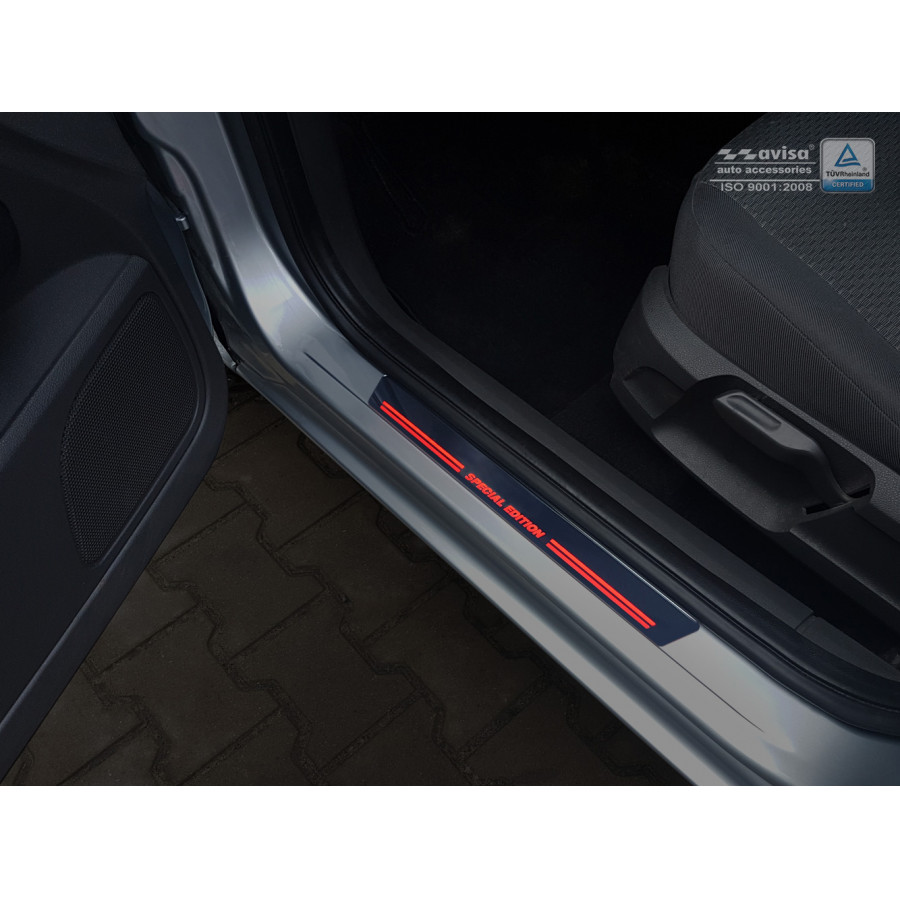 Seuils de porte universels en inox avec éclairage LED rouge 'Special ...