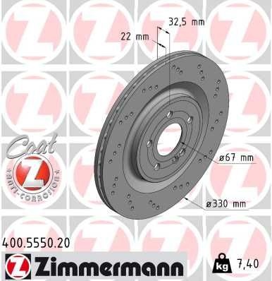 Brake disc COAT Z 400.5550.20 Zimmermann | Winparts.eu - Brake discs