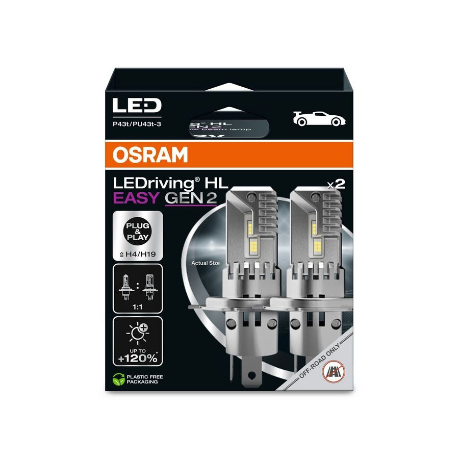 Osram LEDriving HL EASY GEN 2 H4/H19 - 2 stuks voor o.a. ABARTH, ALFA ...