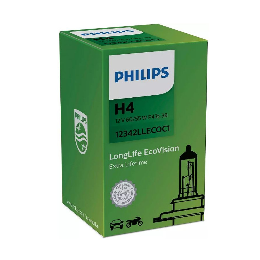 Philips LongLife EcoVision H4 voor o.a. ABARTH, ALFA ROMEO, AUDI ...